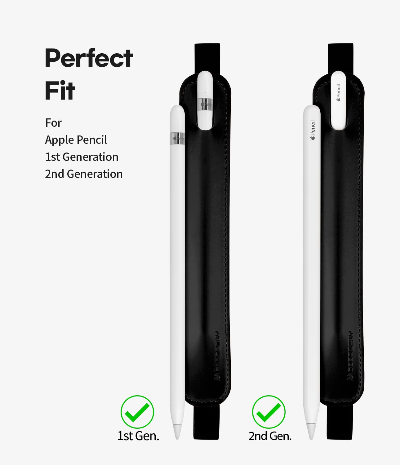 Goospery Pencil Holder Compatible with Apple Pencil (1st & 2nd Generation) Sling Sleeve PU Leather Pouch Case Pocket Accessories Elastic Band Fit iPad 8th 7th Mini 5th/Notebook/Tablets - Black