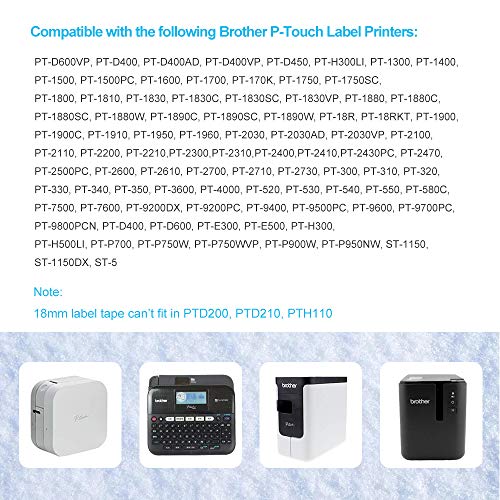 HOCALORT Label Tape Compatible with Brother Ptouch Label Maker Refills Tze241, Tz Tape 18mm Black on White Replacement for Brother P Touch Labeler Tape Use for Brother PT-D400AD PT-D600, 3-Pack