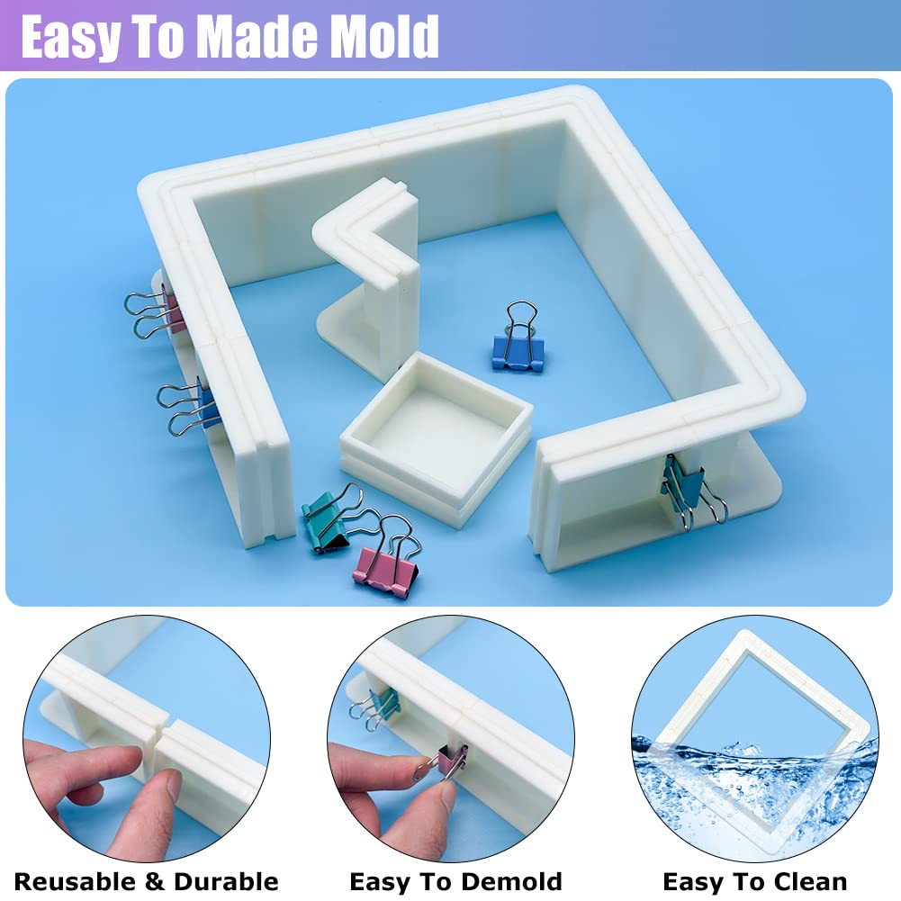 Nomanak 2-Pack Adjustable Mold-Housing for Silicone Molds-Making - Silicone Molds, Mold Making Silicone Rubber, Mold Housing Kit, Housing Frame for DIY Candle Molds, Soap Molds Making, Resin Molds.