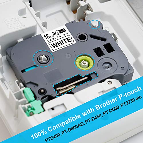 HOCALORT Label Tape Compatible with Brother Ptouch Label Maker Refills Tze241, Tz Tape 18mm Black on White Replacement for Brother P Touch Labeler Tape Use for Brother PT-D400AD PT-D600, 3-Pack