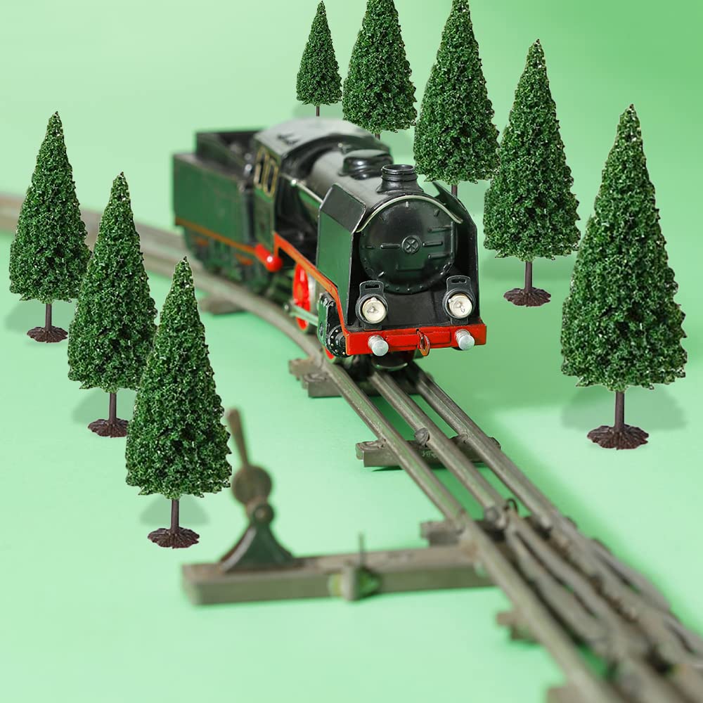Model Cedar Trees 12PCS Train Scenery Landscape Pine Miniature Diorama Trees Mixed Model for Road Architecture Building DIY Decoration Gift (12)
