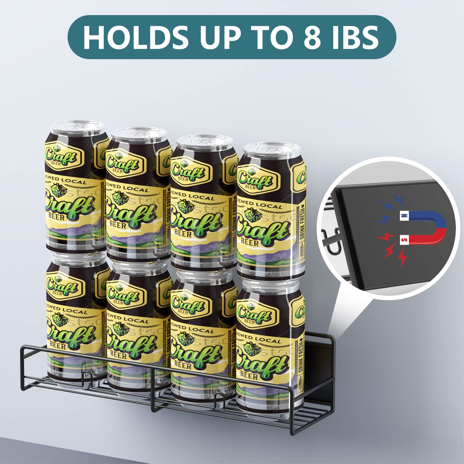 3 Pack Magnetic Spice Rack Organizer for Refrigerator, Moveable Magnetic Shelf, Space Saver for Fridge, Microwave Oven and Metal Cabinet, Magnetic Rack for Holding Spices, Jars, Bottle (Metal Black)