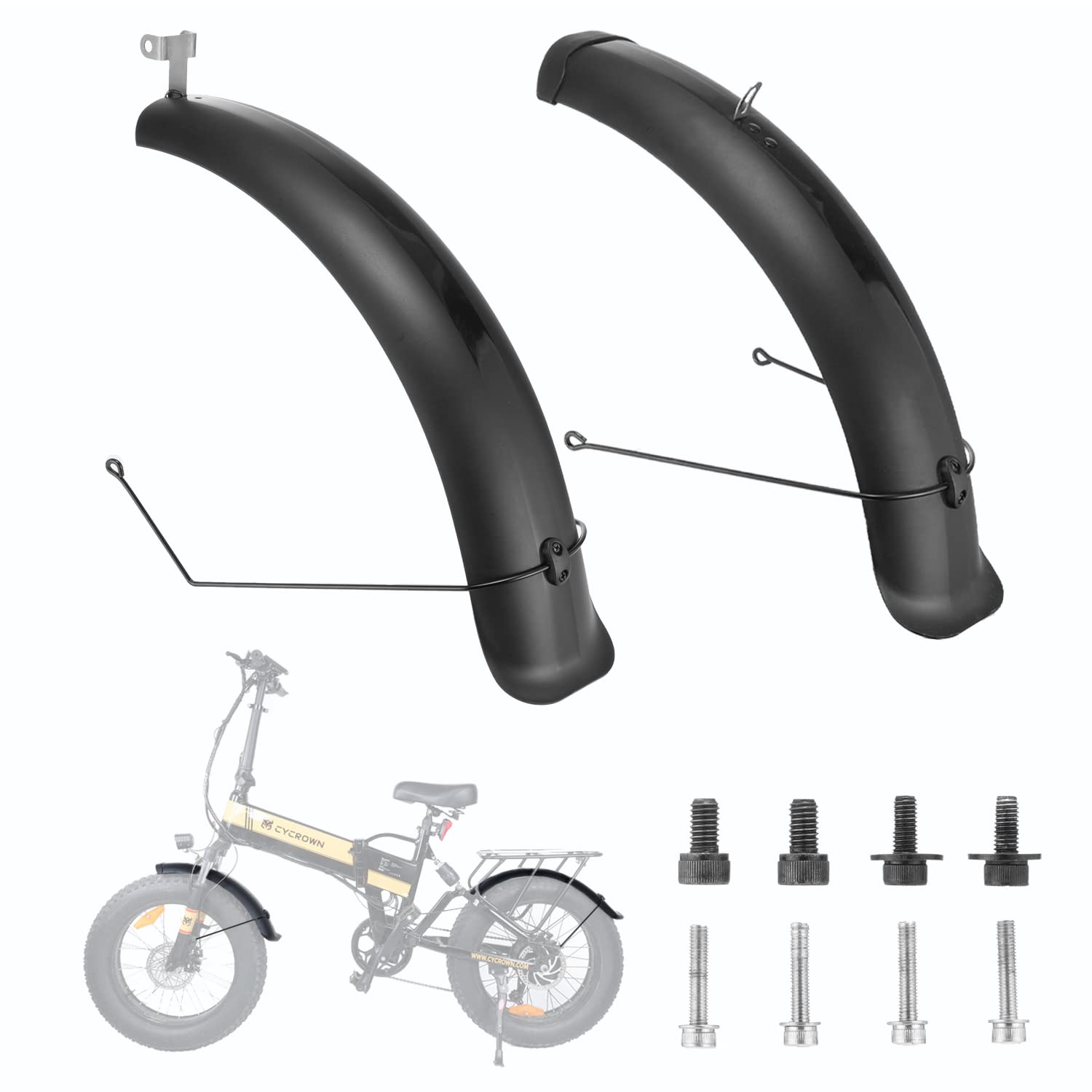 Cycknight Ebike Fenders 20-Inch Bicycle Mudguard Front Back Rear Tire Mud Guards for Cycknight Fat Tire Electric Bike