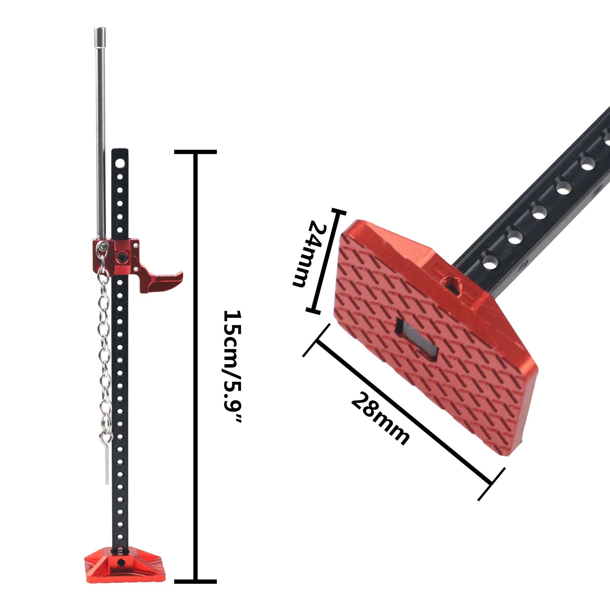 HIRCQOO 1/10 RC Simulation Metal Mini Lifting Jack Slideable Jack Tool RC Decorations Accessories Compatible with Traxxas TRX-4 Tamiya CC01 Axial SCX10 D90 Redcat HSP 90046 D110 1/10 RC Crawler Car