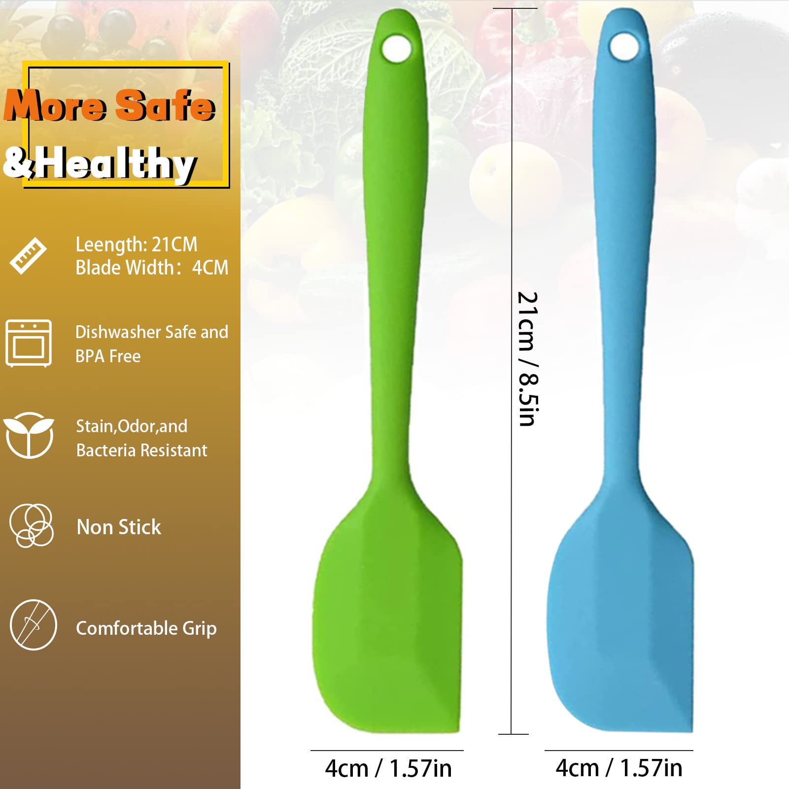 16 Pieces Silicone Spatula, 8.3 inch Small Spatulas Heat-Resistant Non-stick with Stainless Steel Core For Cake Cream Cooking Gadget