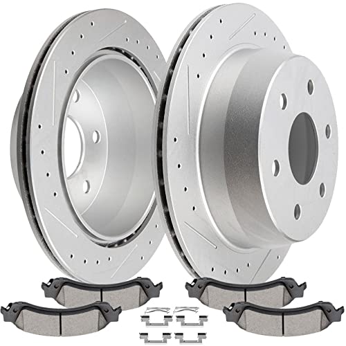 ORTUS UNI Fits 2WD 4WD 6 Lug Rear Brake Rotor Ceramic Pads w/Hardware