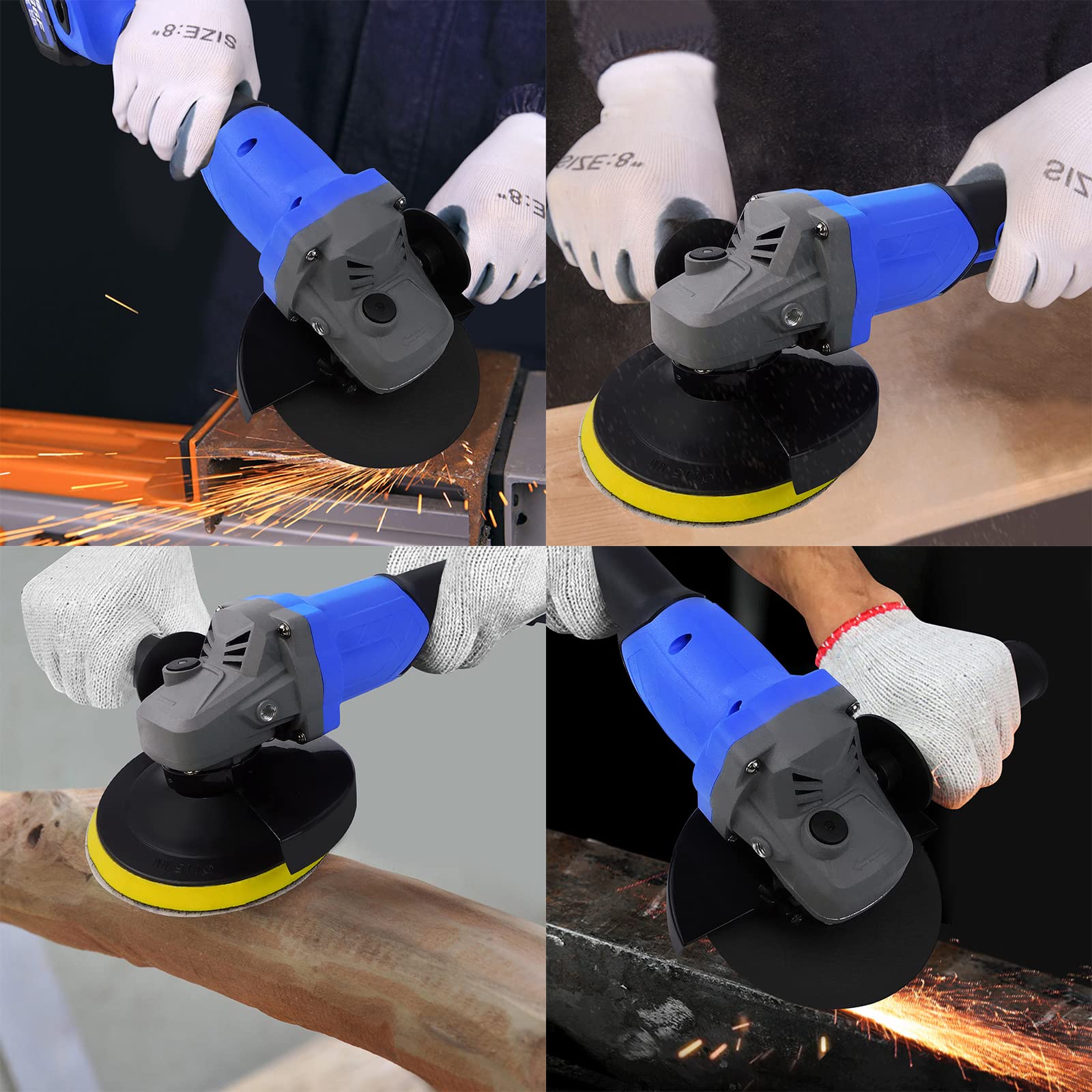 Cordless Angle Grinder Brushless Motor 10000RPM, 21V Cordless Grinders Tools w/3.0Ah Battery & Fast Charger, 4.5''Grinding Wheels, Cutting Wheels, Adjustable Auxiliary Side Handle Grinders Power Tools