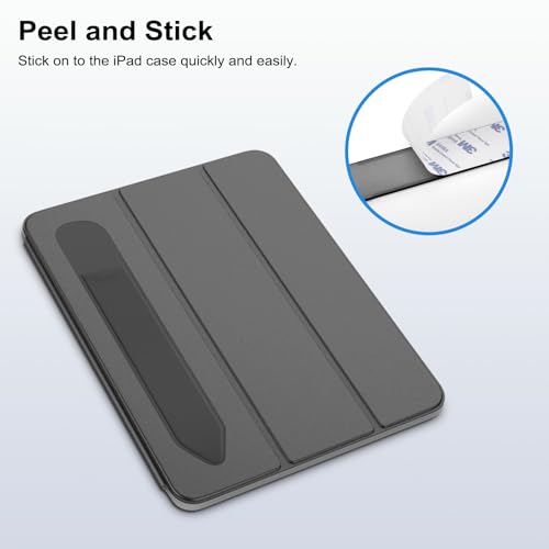TiMOVO Pencil Holder Compatible with Apple Pencil Pro/Apple Pencil (USB-C)/Apple Pencil (1st & 2nd Gen), Elastic Pencil Pouch Adhesive Pen Sleeve Attached to iPad Case for Stylus, Dark Gray