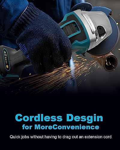 4 1/2 Cordless Angle Grinder, [2-Pack 18V 5.5 Ah Battery Included] Mini Powered Angle Grinder, Tool Kit with Handle, Grinding Wheel, Cutting Wheel, Flap Disc and Carving Disc