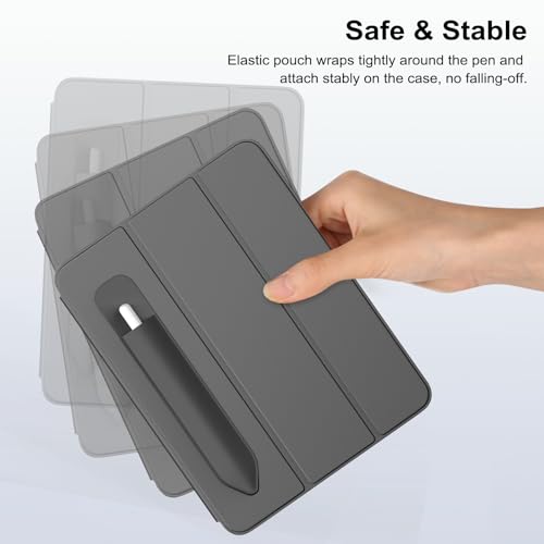 TiMOVO Pencil Holder Compatible with Apple Pencil Pro/Apple Pencil (USB-C)/Apple Pencil (1st & 2nd Gen), Elastic Pencil Pouch Adhesive Pen Sleeve Attached to iPad Case for Stylus, Dark Gray