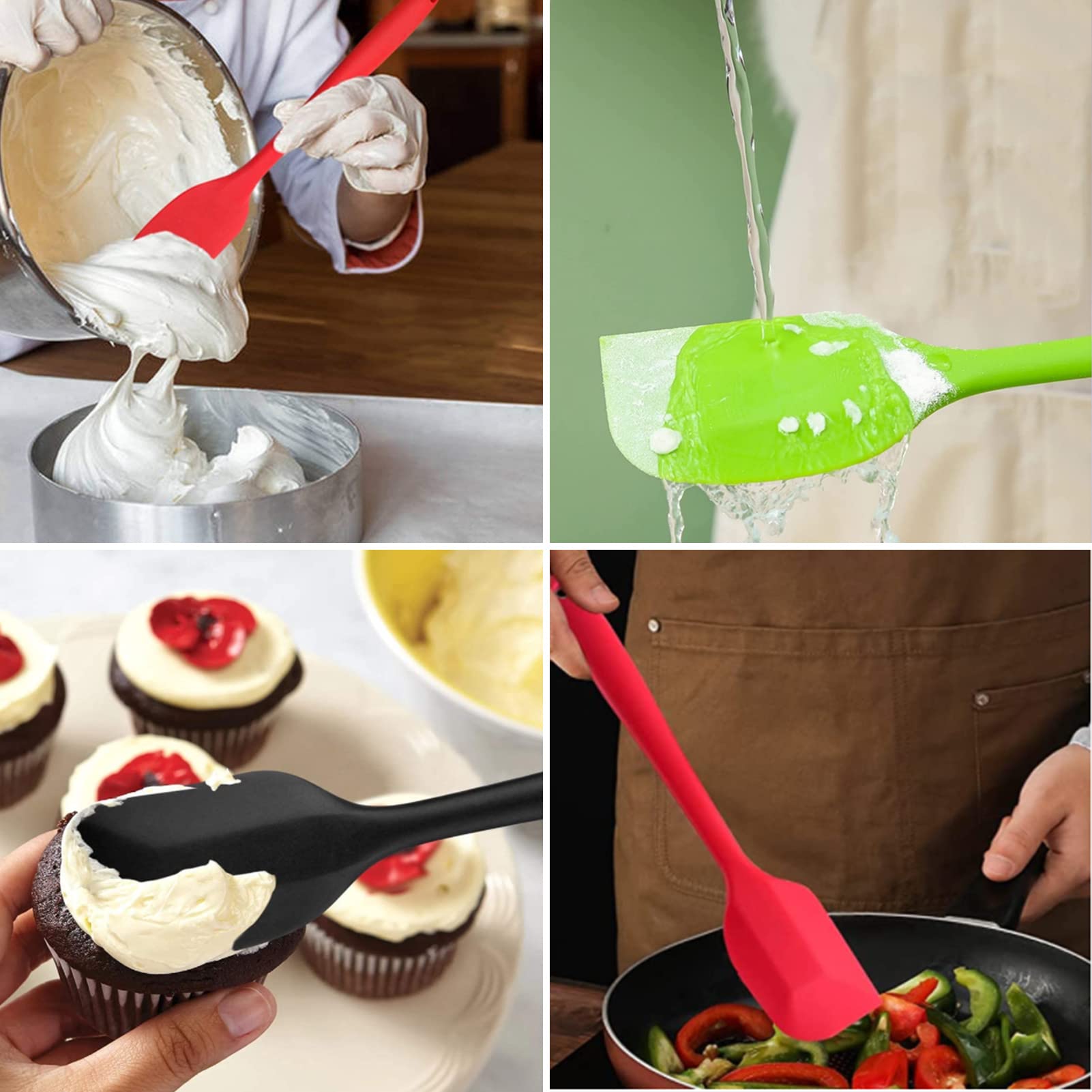 16 Pieces Silicone Spatula, 8.3 inch Small Spatulas Heat-Resistant Non-stick with Stainless Steel Core For Cake Cream Cooking Gadget