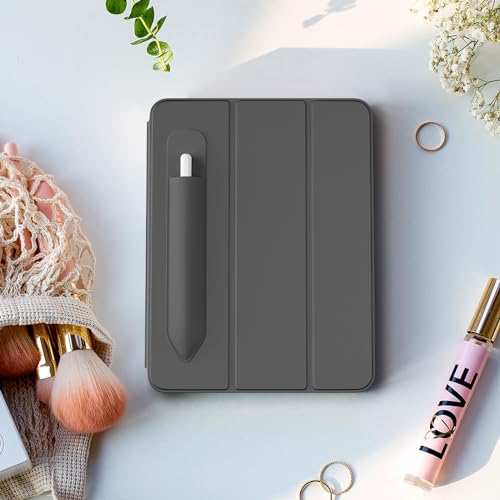 TiMOVO Pencil Holder Compatible with Apple Pencil Pro/Apple Pencil (USB-C)/Apple Pencil (1st & 2nd Gen), Elastic Pencil Pouch Adhesive Pen Sleeve Attached to iPad Case for Stylus, Dark Gray