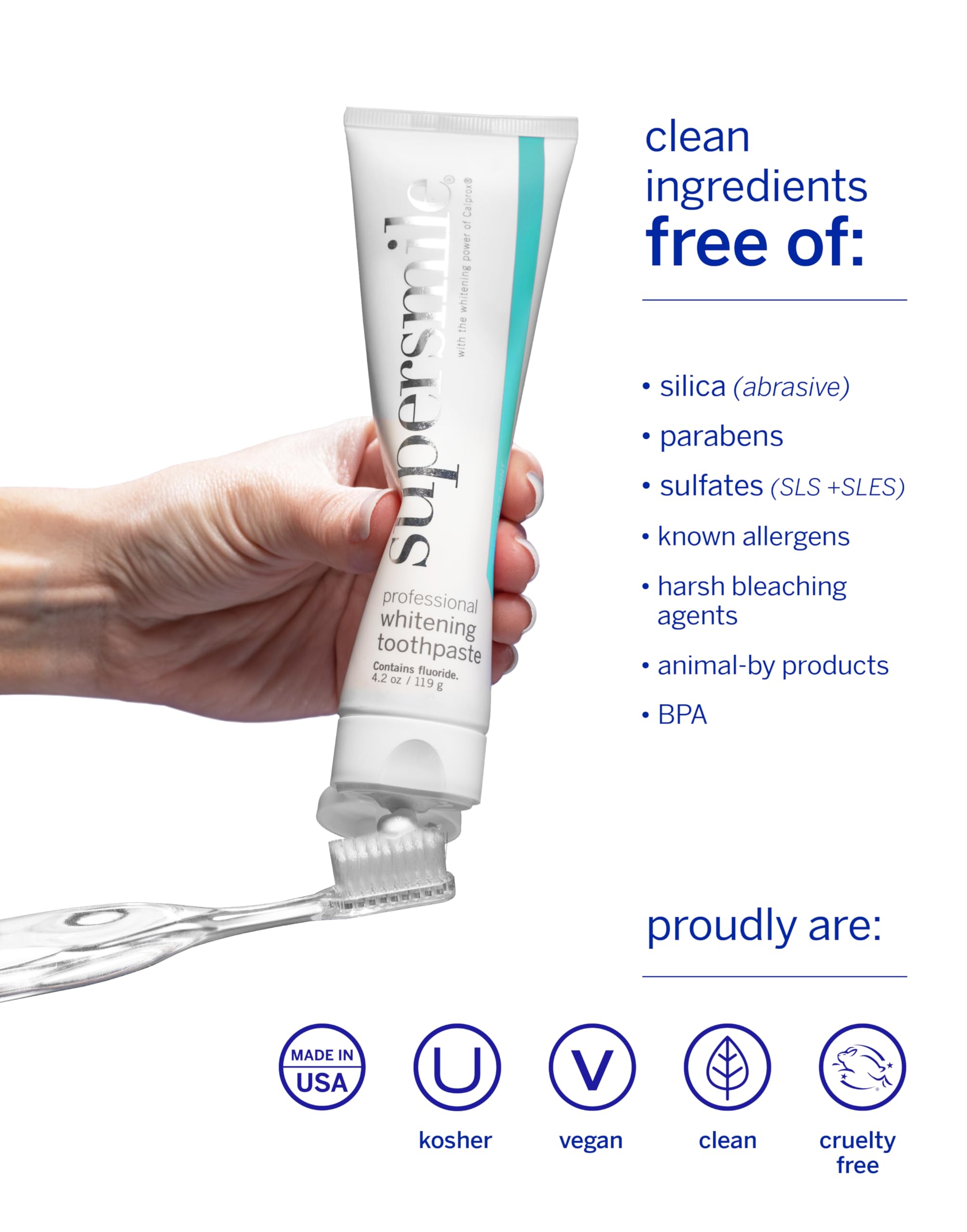 Supersmile Professional Teeth Whitening Toothpaste with Fluoride, Original Mint, 4.2 Oz