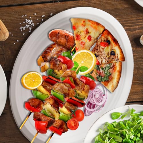 WDF 50Pack Oval Paper Plates Disposable - 10" x 12" White Paper Plates Heavy Duty Dinner Size Large Disposable Platter for Happy Thanksgiving Plates Serving Tray Baby Shower Birthday