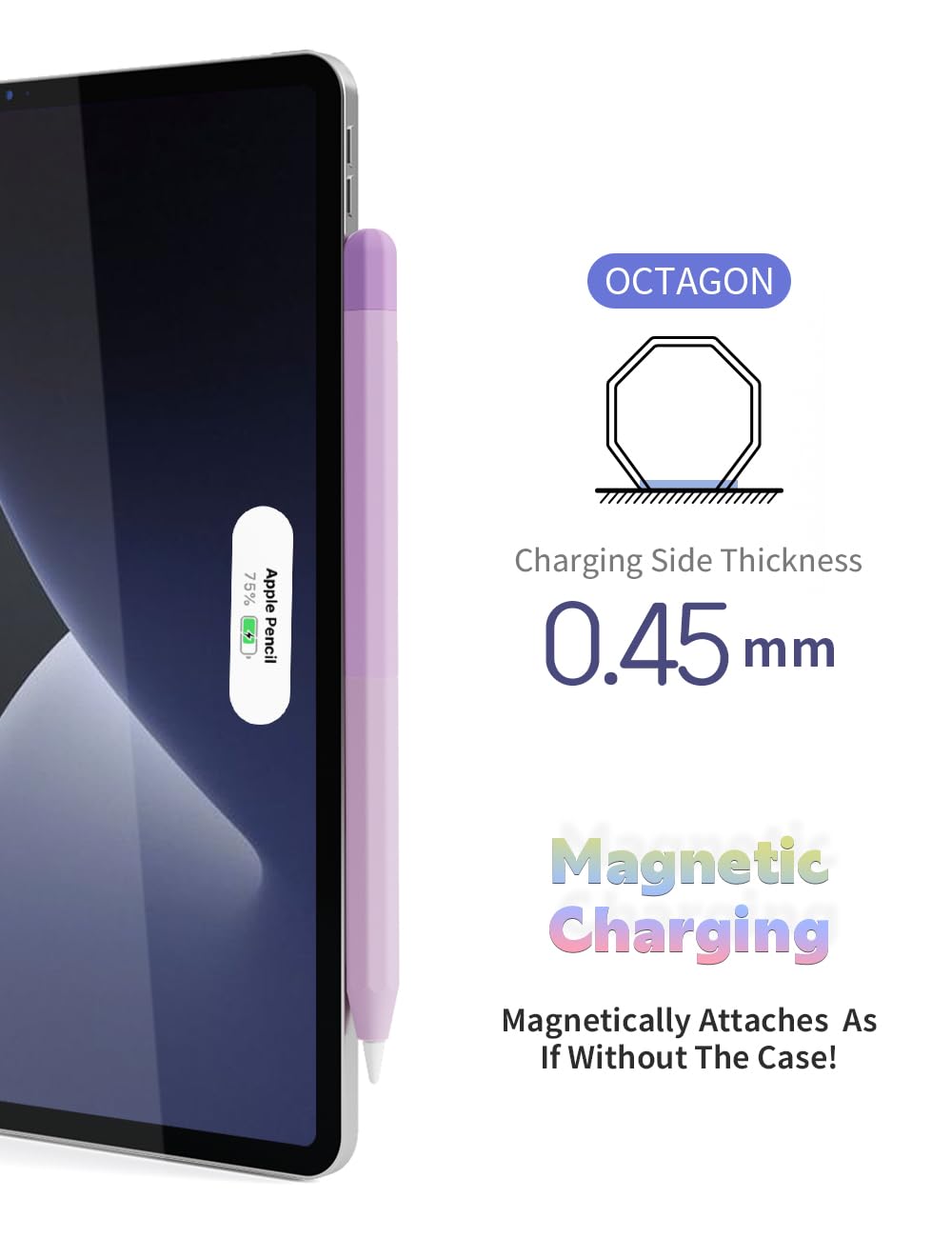 2 Pack Soft Silicone Case Compatible with Apple Pencil 2nd Generaion Cover,Protective Skin Cover Sleeve with Cap Accessories Compatible with iPad Pro 11 12.9 inch,Gradient Color,Pink+Purple