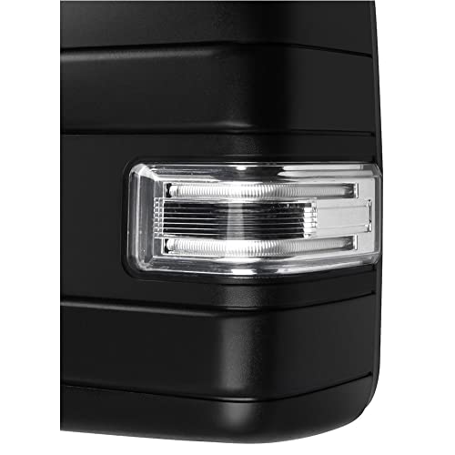 ORTUS UNI Power Heated Puddle Light turn Signal Towing Mirrors Pair (ABS,Black)
