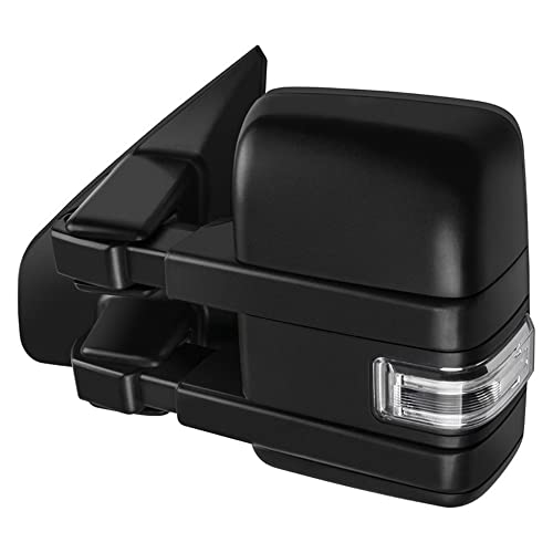 ORTUS UNI Power Heated Puddle Light turn Signal Towing Mirrors Pair (ABS,Black)