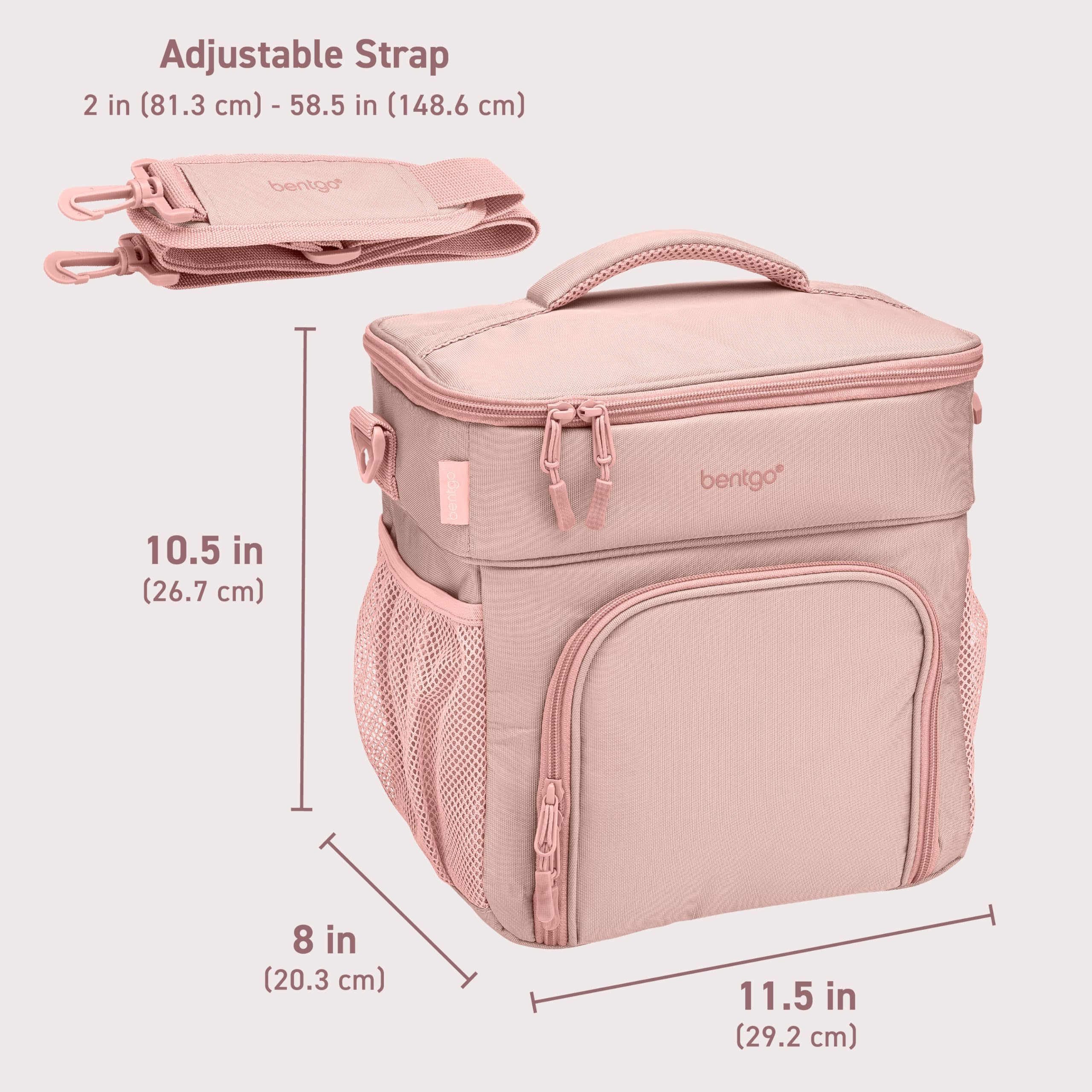 Bentgo® Prep Deluxe Multimeal Bag - Premium Insulation up to 8 Hrs with Water-Resistant Exterior & Interior, Extra Large Lunch Bag Holds 4 Meals & Snacks - Great for All Day Meal Prep (Blush)