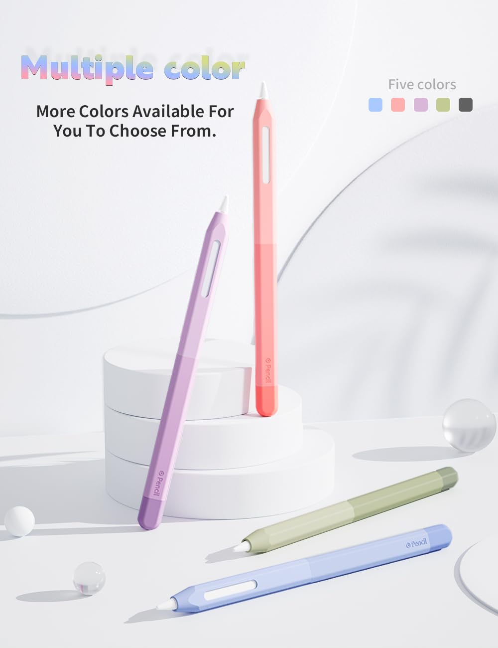 2 Pack Soft Silicone Case Compatible with Apple Pencil 2nd Generaion Cover,Protective Skin Cover Sleeve with Cap Accessories Compatible with iPad Pro 11 12.9 inch,Gradient Color,Pink+Purple
