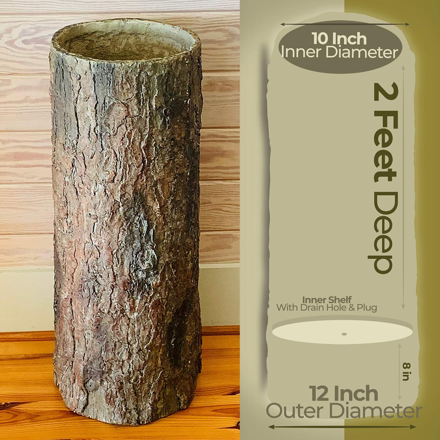 Country Corner π³ Woodland Country Rustic Tree Stump Garbage Bin. Unique Realistic Log Trash Can.