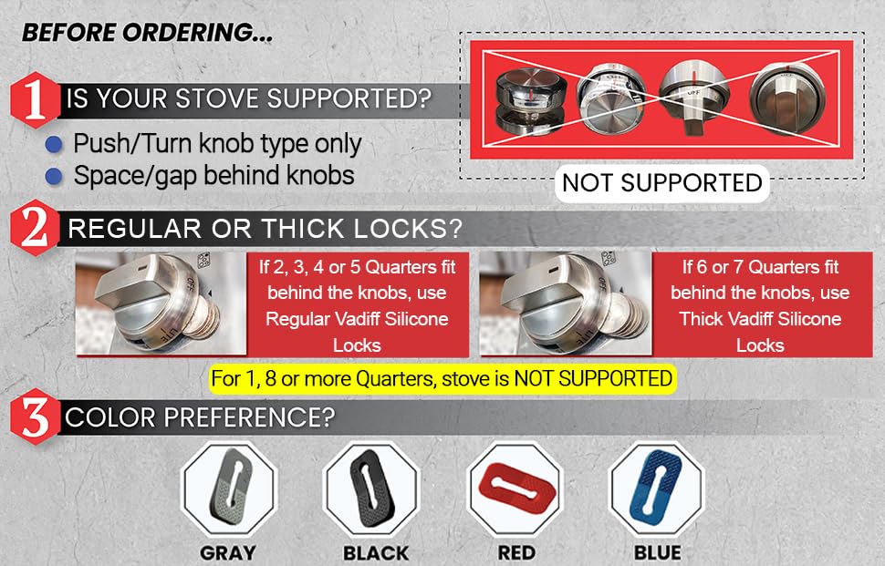 Vadiff Silicone Gas Stove Child Safety Knob Locks | Oven Knob Guard (5 Pk)(Gray)