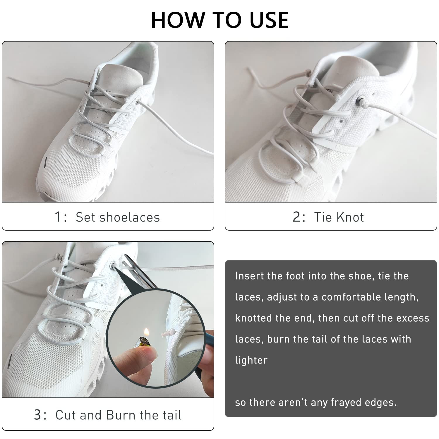 NDTEZUGT 3 Pairs Elastic Shoe Laces Replacement Laces for Running Shoes,Stretch Oval Shoe Strings Replacement Shoestrings for Sneakers,No Tie Shoe Laces for Kids and Adults (Black*2+White*1)