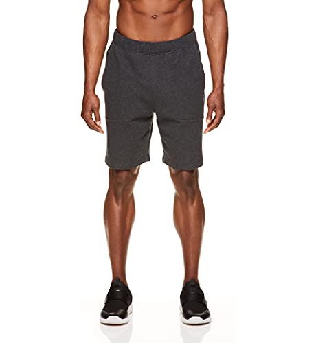 Gaiam Men's French Terry Yoga Shorts - Athletic Gym and Running Sweat Short with Pockets - Synergy Black Heather, Small
