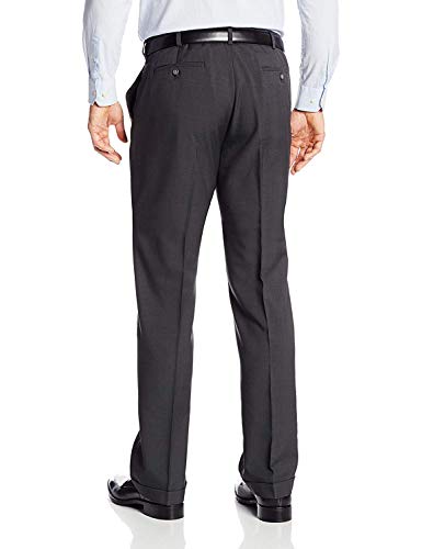 Van Heusen mens Big and Tall Stretch Traveler Cuffed Crosshatch Pleated pants, Grey, 44W x 32L US