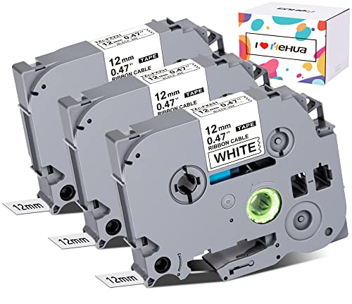 Hehua Compatible TZe-FX231 Flexible Label Tape Replacement for Brother TZeFX231 Cable Label Black on White 0.47" x 26.2' Work for P-Touch PT-D210 PT-D400 PT-H100 PT-D200 PT-D600 Labelmakers, 3 Pack