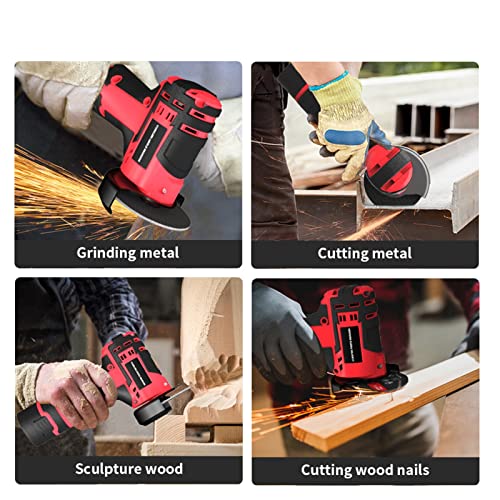 Boyuan Cordless Angle Grinder, Mini Brushless Metal Cutter 12000 RPM, with 2.0Ah Lithium-Ion Battery & Fast Charger, 2 Grinding Wheels, 1 Cutting Wheel, for Grind,Cut,2pcs Battery