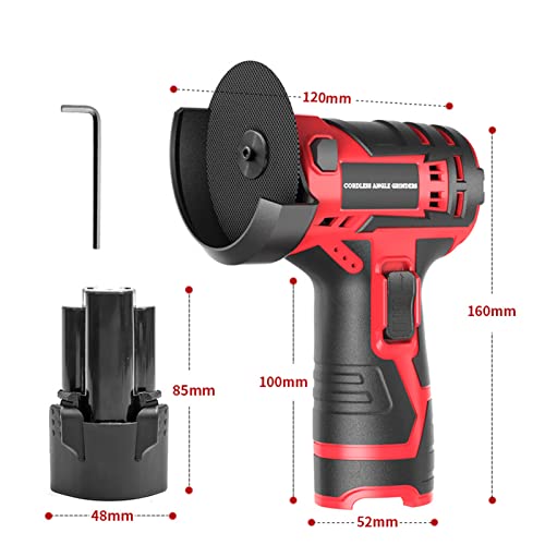 Boyuan Cordless Angle Grinder, Mini Brushless Metal Cutter 12000 RPM, with 2.0Ah Lithium-Ion Battery & Fast Charger, 2 Grinding Wheels, 1 Cutting Wheel, for Grind,Cut,2pcs Battery