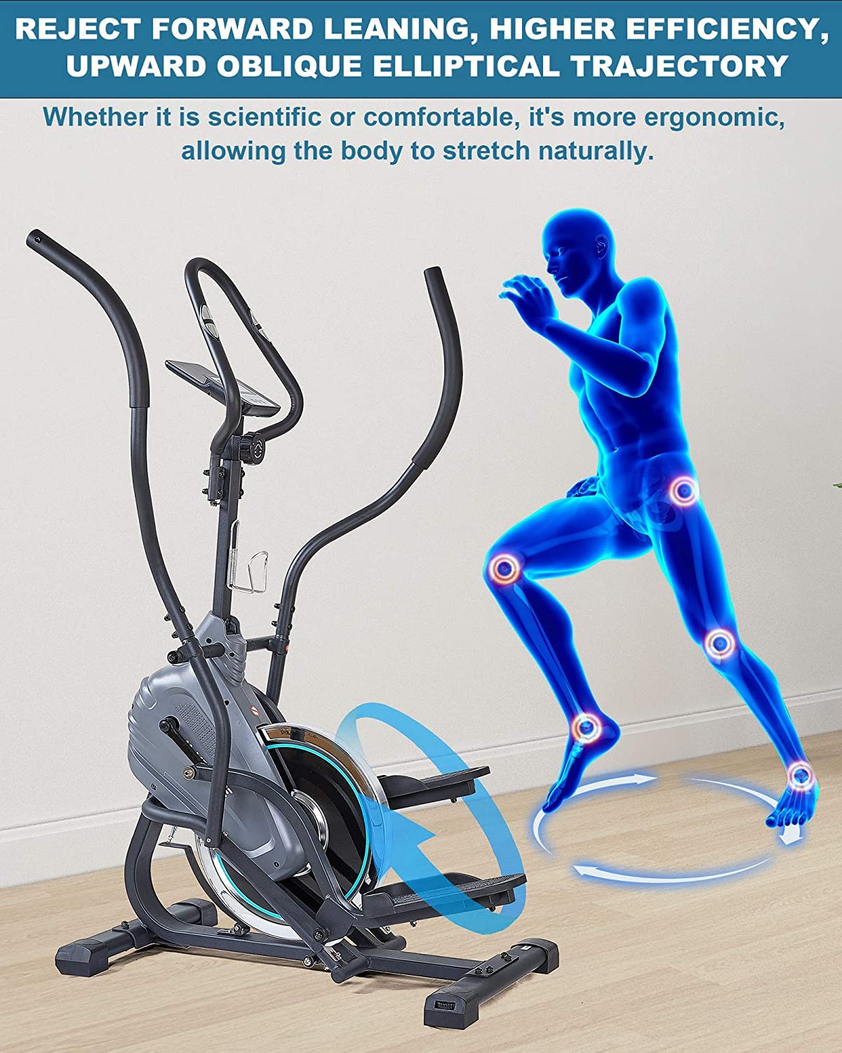 Stepper Elliptical Trainer Climber Exercise Machine with Digital Monitor for Cardio Fitness Home Workout Equipment, Black