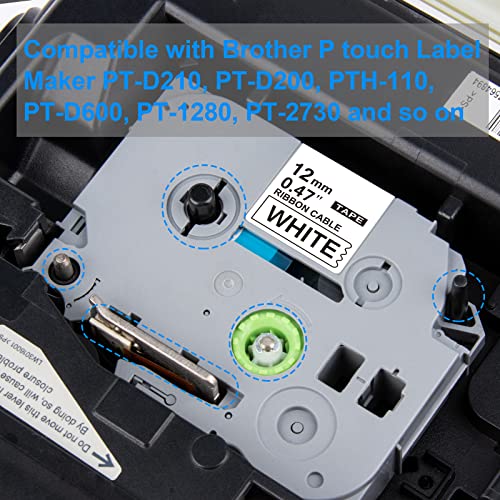 Hehua Compatible TZe-FX231 Flexible Label Tape Replacement for Brother TZeFX231 Cable Label Black on White 0.47" x 26.2' Work for P-Touch PT-D210 PT-D400 PT-H100 PT-D200 PT-D600 Labelmakers, 3 Pack
