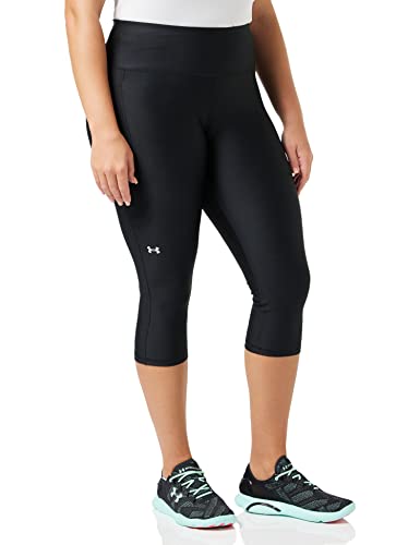 Under Armour Women's HeatGear Armour High Waisted Pocketed No-Slip Capri Leggings , Black (001)/White , X-Large