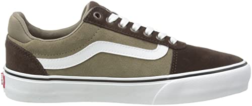 Vans Unisex Ward Deluxe Retro Suede - Low Platform Lace-up Sneaker - Brown/White Women 12 Men 10.5