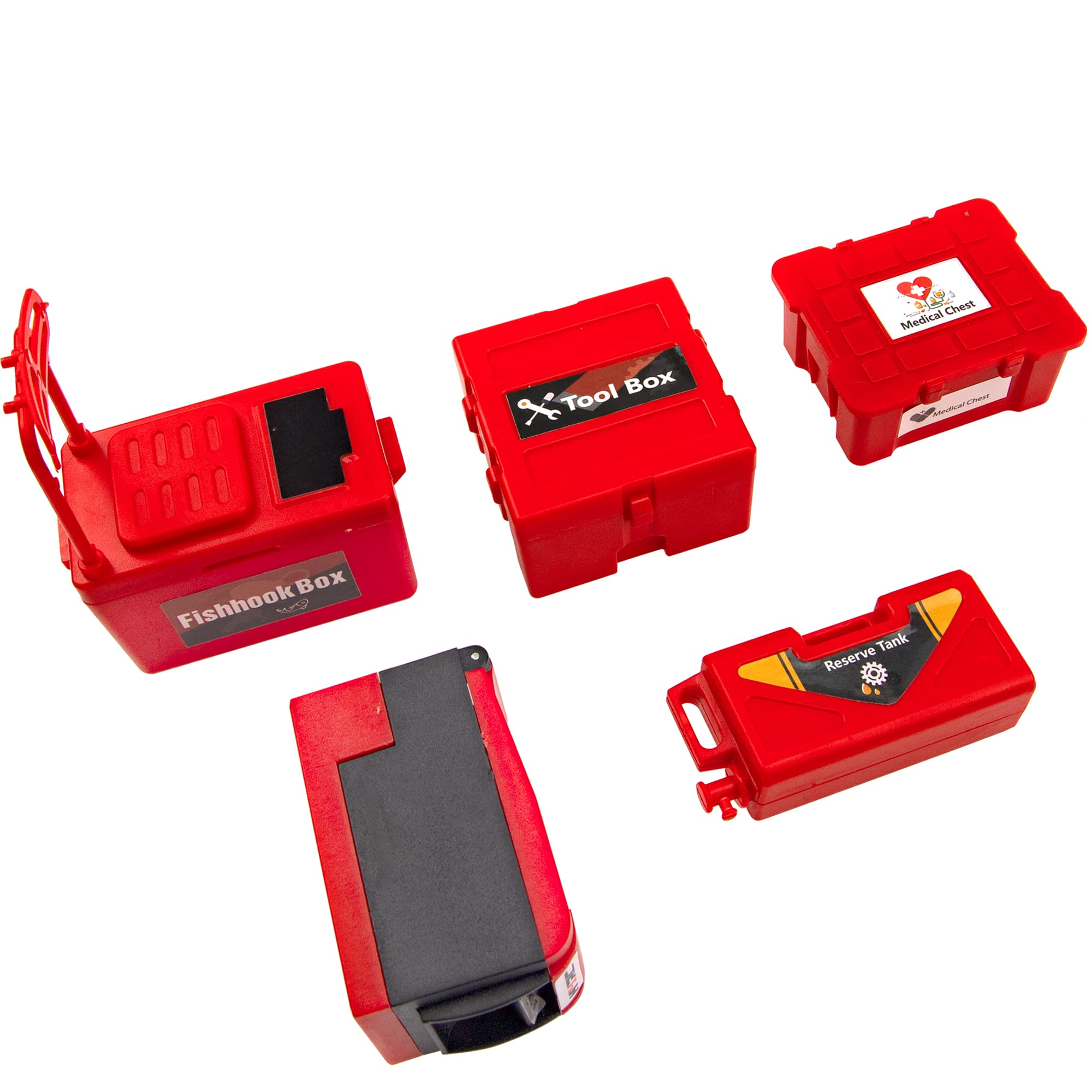 5Pcs HIRCQOO RC Scale Mini Tool Set Decoration Accessories Compatible with Traxxas TRX4 Axial SCX10 RC4WD D90 Tamiya CC01 90046 Redcat Gen7 TF2 1/10 RC Crawler Car Truck (Red)