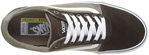 Vans Unisex Ward Deluxe Retro Suede - Low Platform Lace-up Sneaker - Brown/White Women 12 Men 10.5