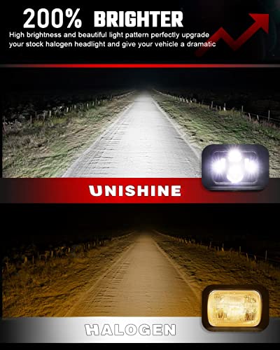 UNI-SHINE New DOT 5x7 LED Headlights 2PCS Sealed Beam 7x6 Led Headlights 110W 200% Brighter, Turn signal DRL Hi/Low Beam Compatible with Jeep XJ YJ express Pickup H6054 H5054 6052 6053 Replacement