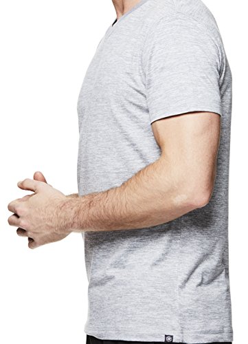 Gaiam Men's Everyday Basic V Neck T Shirt - Short Sleeve Yoga & Workout Top - Sleet Heather Everyday, Small