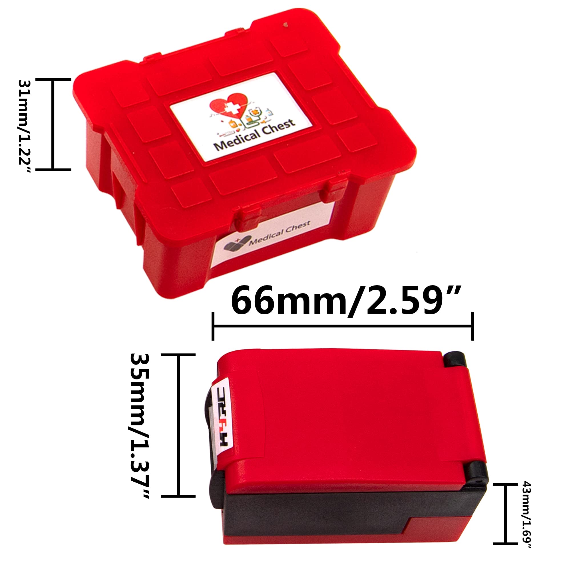 5Pcs HIRCQOO RC Scale Mini Tool Set Decoration Accessories Compatible with Traxxas TRX4 Axial SCX10 RC4WD D90 Tamiya CC01 90046 Redcat Gen7 TF2 1/10 RC Crawler Car Truck (Red)