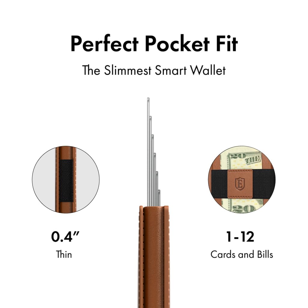 Ekster Parliament Men's Wallet | RFID Blocking Leather Minimalist Cardholder | Slim Wallet for Men - Designed for Quick Card Access with Push Button (Caramel)