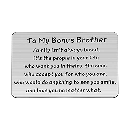 bobauna Bonus Brother Engraved Wallet Card Family Isn't Always Blood Brother in Law Wedding Gift (bonus brother card)