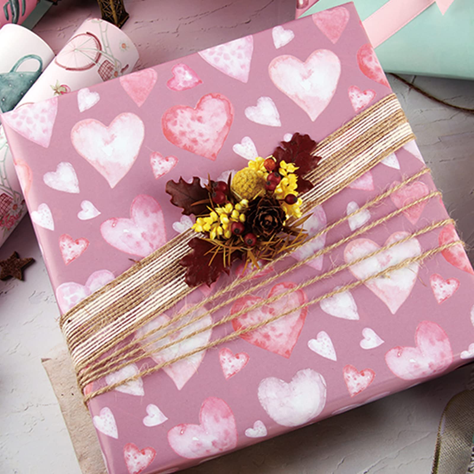 Aimtohome Valentine's Day Wrapping Paper Gift Wrapping Paper Birthday Wrapping Paper Heart Pattern Design 4 Sheets Folded Flat 20 Inch x 28 Inch