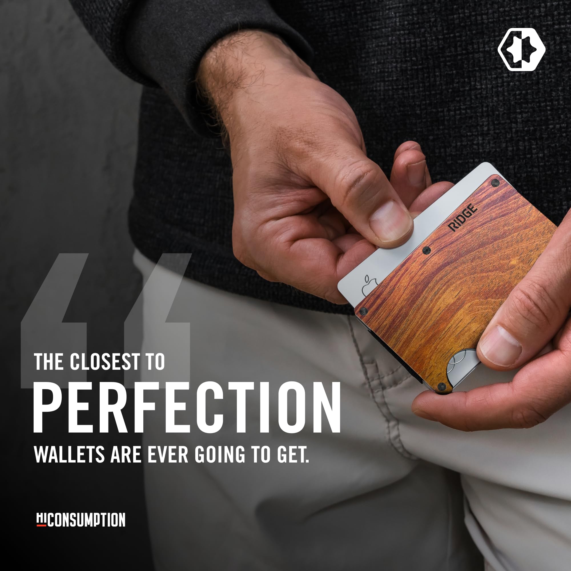 The Ridge Wallets for Men - Slim Minimalist Wallet For Men, Front Pocket, RFID - Card Holder Wallet - Mopane