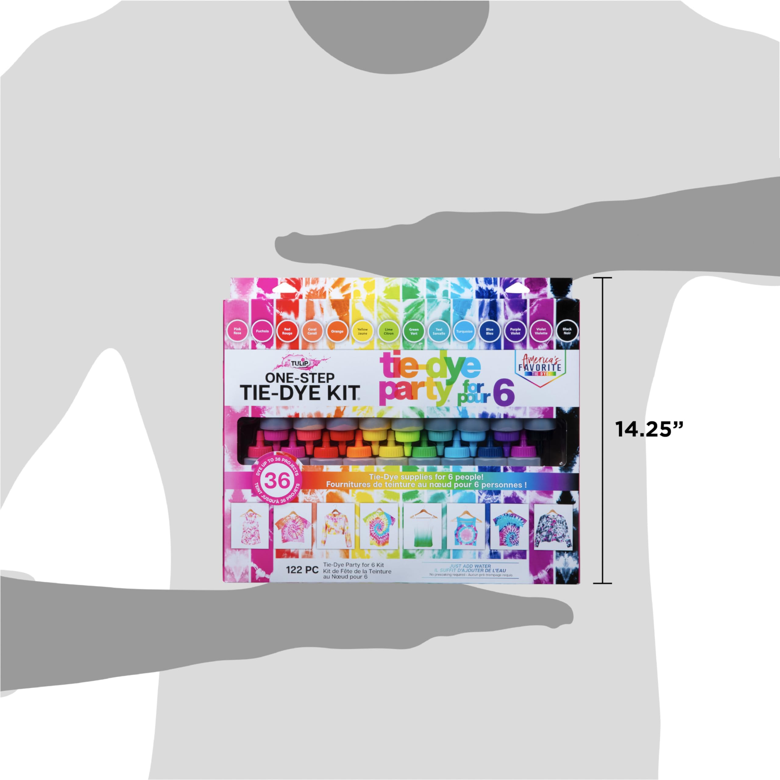 Tulip One-Step Tie-Dye Kit Party Supplies, 18 Bottles Tie Dye, Rainbow, 1 Count (Pack of 1)