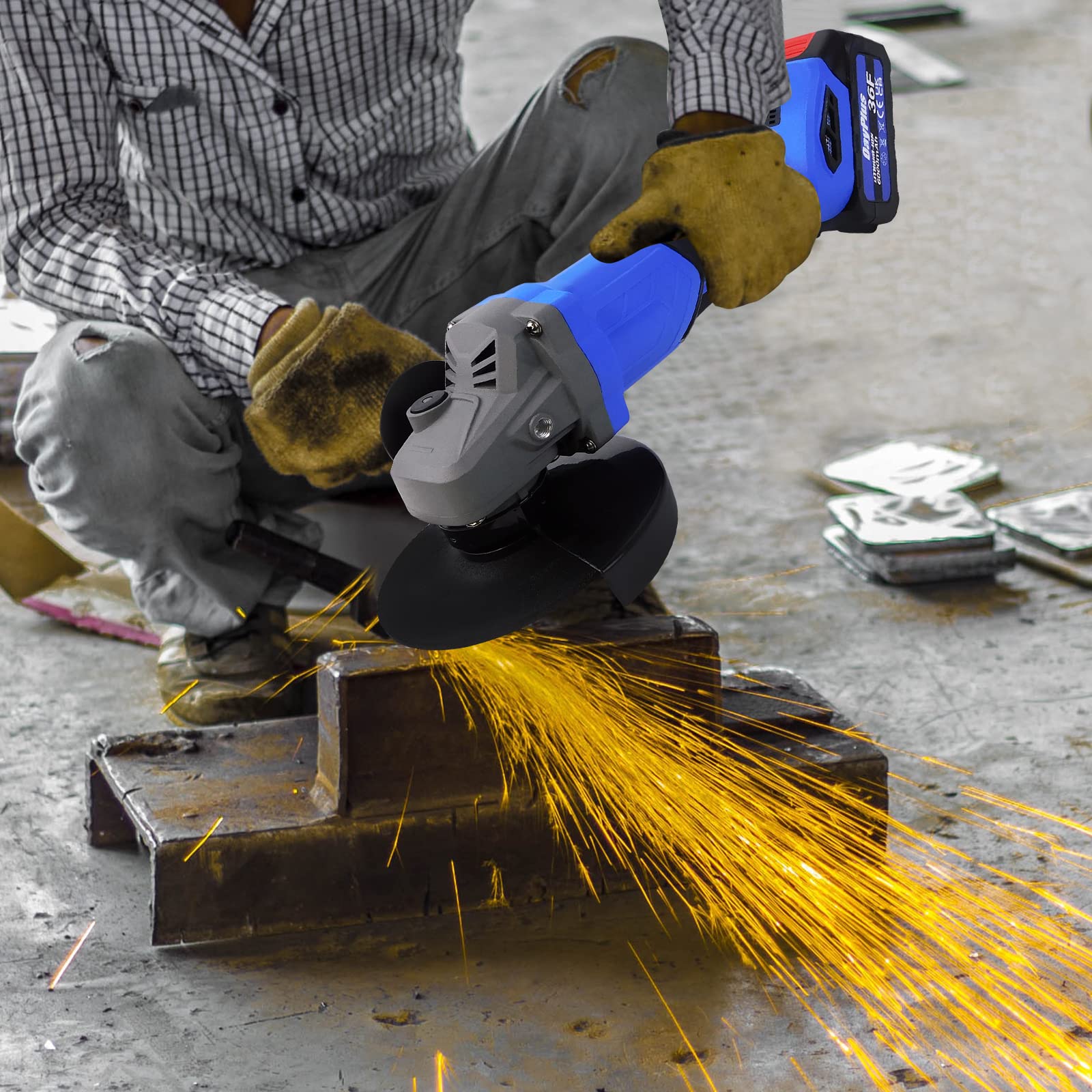 21V Cordless Brushless Angle Grinder Kit, 10000rpm Electric Sanding Tool, Mini Grinder Handheld Cutter with 3000mAh Battery and Charger, Cutting Sanding and Polishing, Home Essential Tools