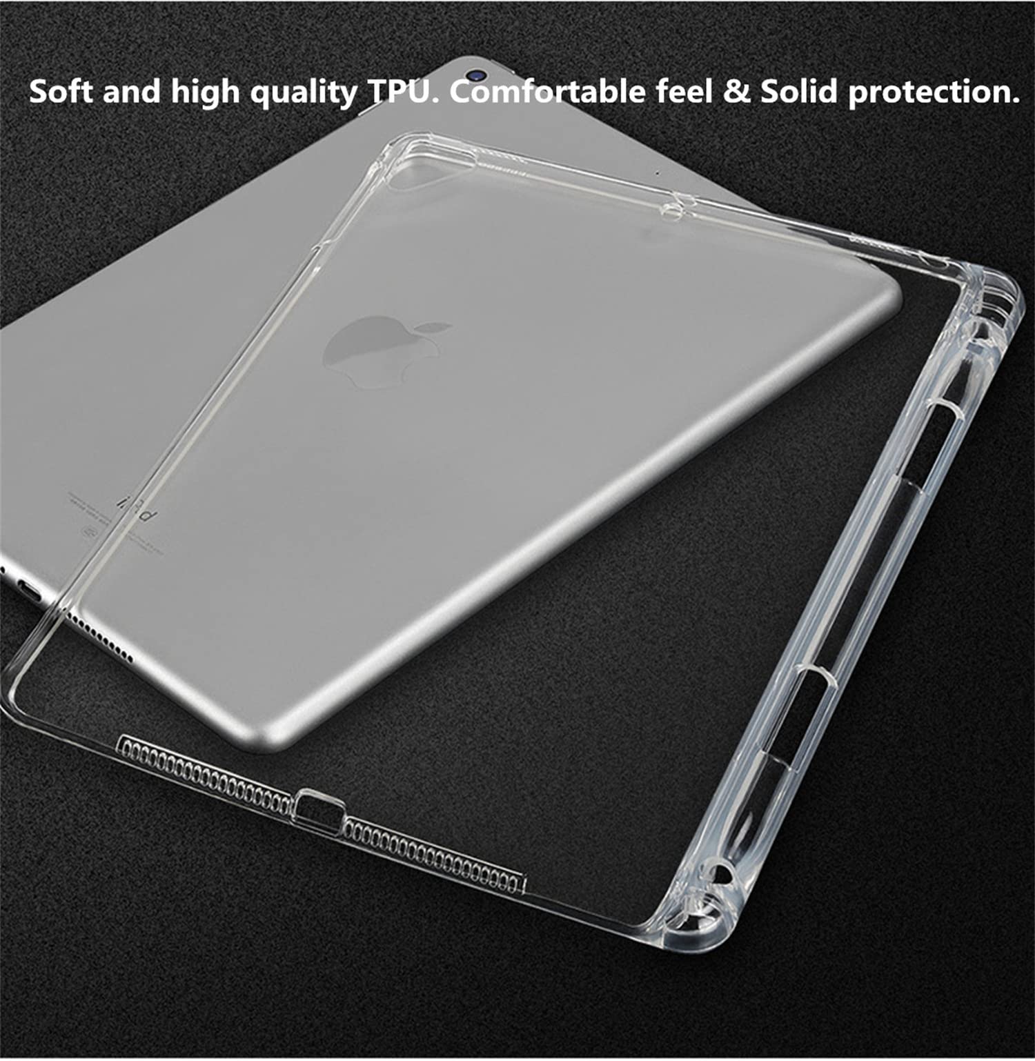 iCoverCase for iPad Air (3rd Gen) 10.5" / iPad Pro 10.5" Case with Pen Slot, Ultra-Thin Silicone Back Cover Plain Soft TPU Protector Shell for iPad Air 3 10.5" 2019/iPad Pro 10.5" 2017 (Clear)