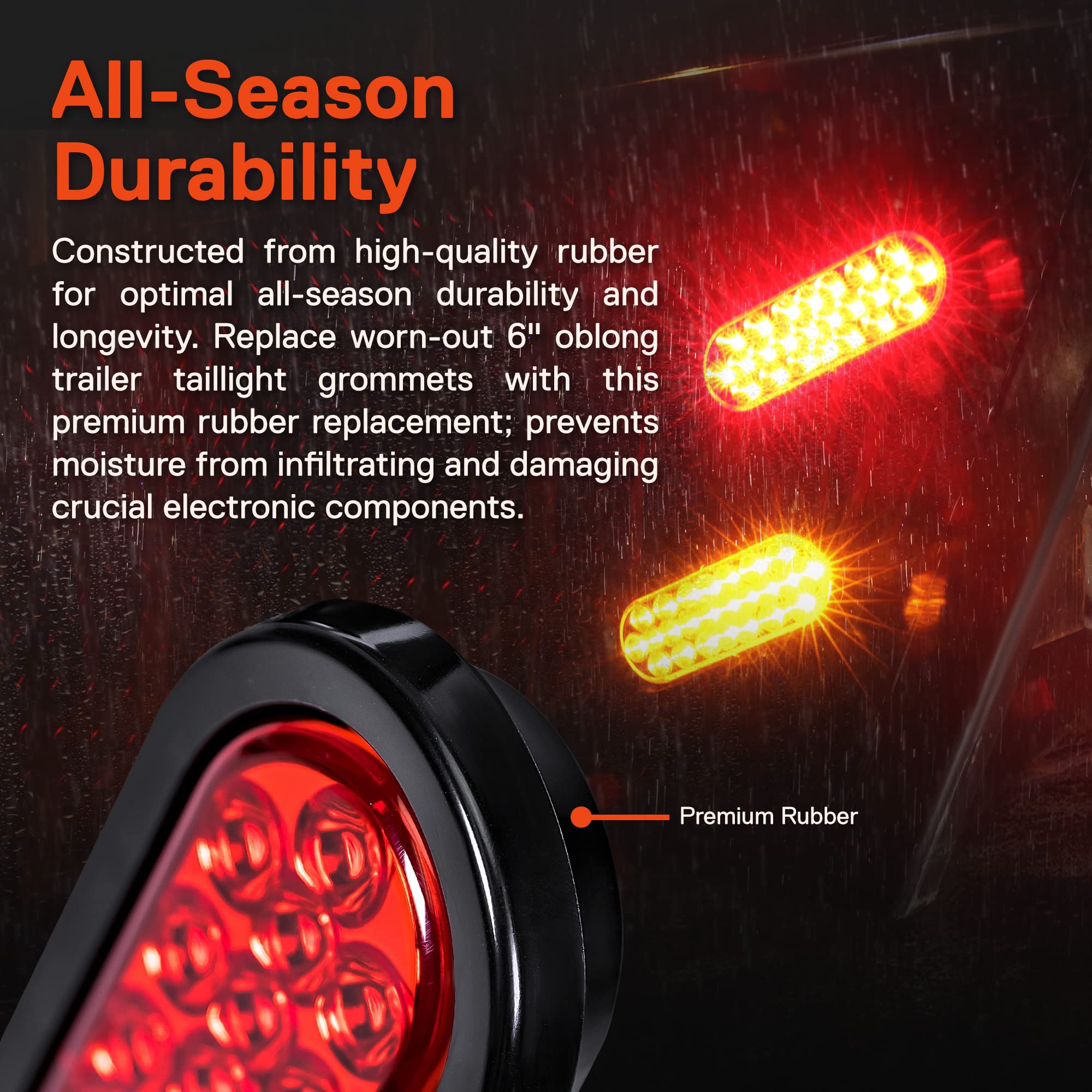 ONLINE LED STORE TRUE MODS Black Rubber Grommet for Universal 6" Oval/Oblong Taillights [Easy Installation] [Durable Rubber] For Trailers RV & Trucks