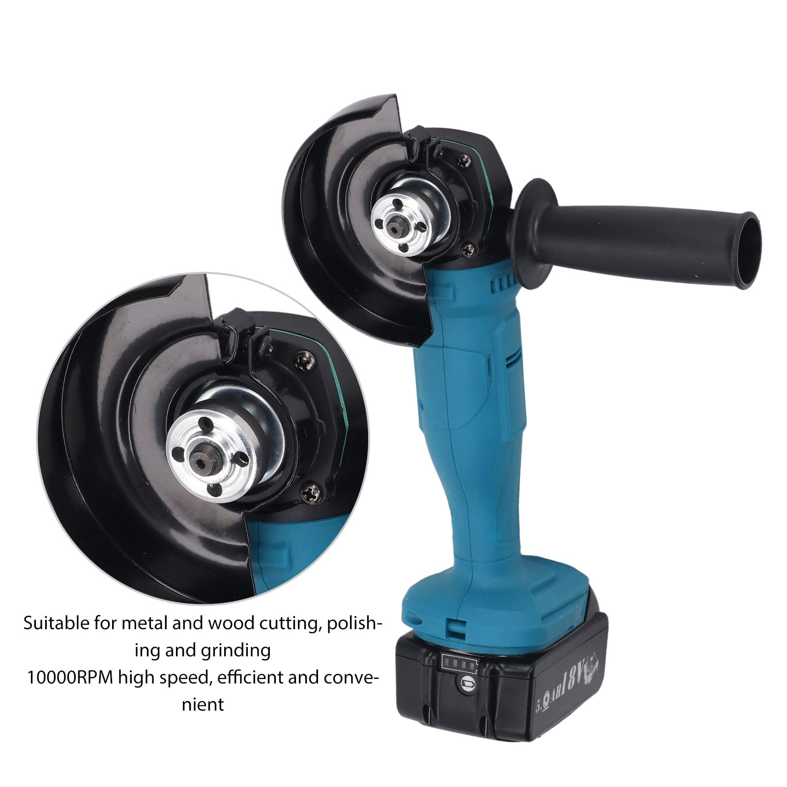 Cordless Angle Grinder, Powerful 10000 RPM Brushless Motor Cordless Grinder with Non Slip Handle, Angle Grinder Tool for 4.1in Grinding Wheel for Wood and Metal Cutting Polishing