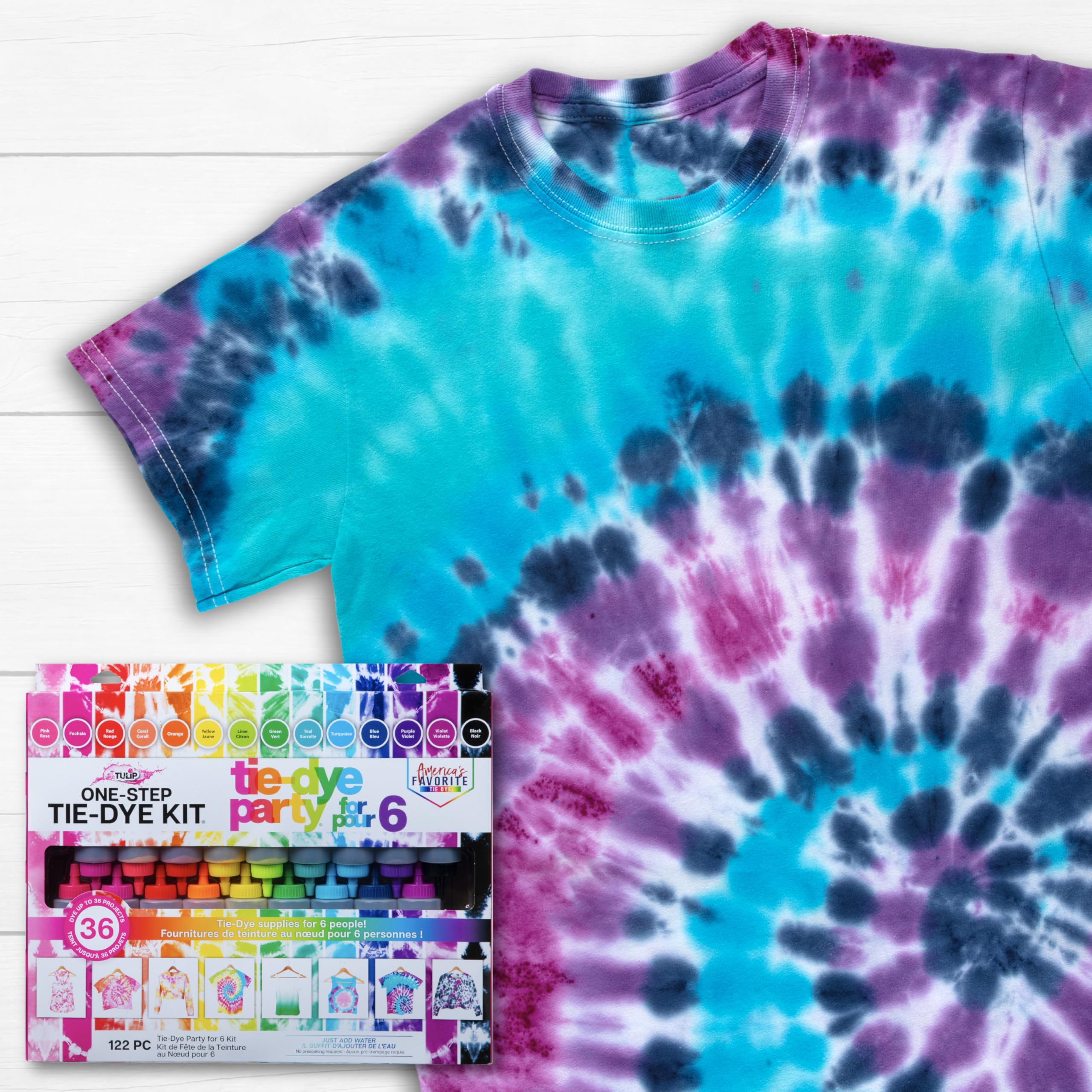 Tulip One-Step Tie-Dye Kit Party Supplies, 18 Bottles Tie Dye, Rainbow, 1 Count (Pack of 1)